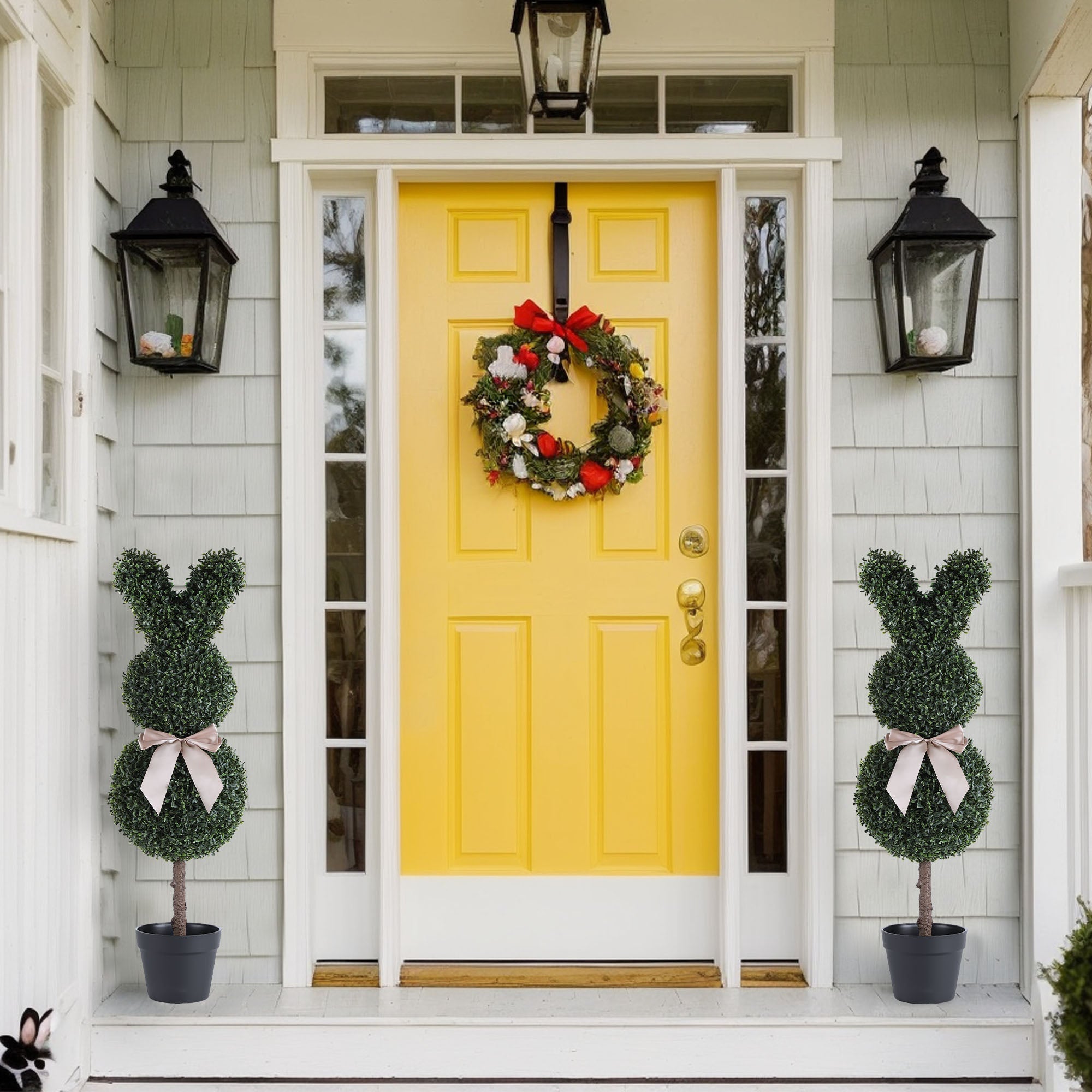 UV-Resistant Faux Boxwood Topiary Plant for Porch Decor – mypoetree