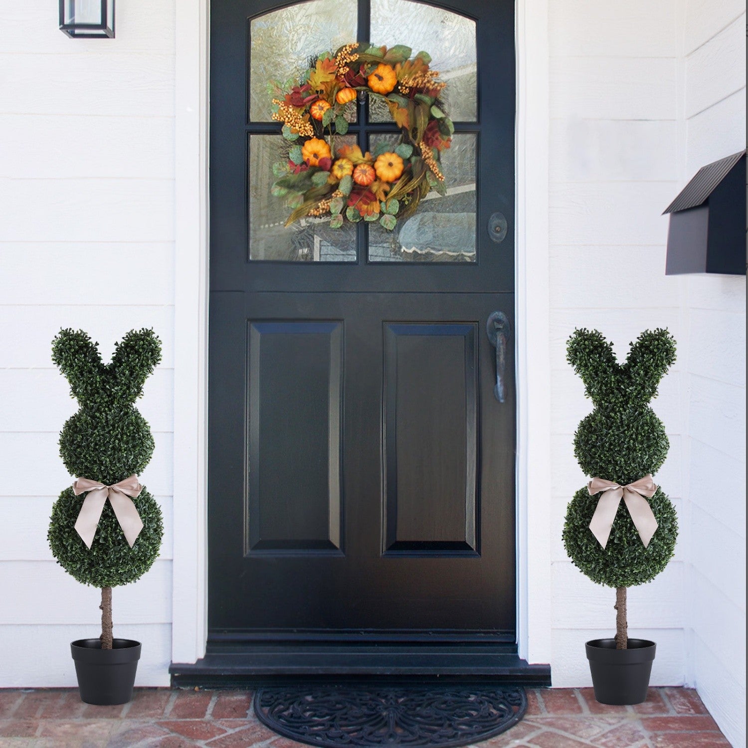 UV-Resistant Faux Boxwood Topiary Plant for Porch Decor – mypoetree